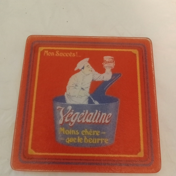 Kitchen | Vintage Vegetaline French Food Advertising Glass Trivet ...